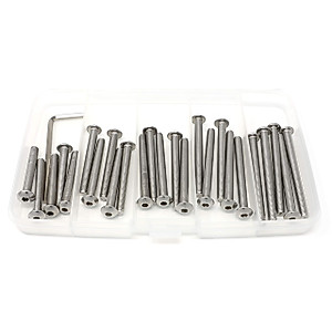 iexcell 25 Pcs M5 x 40/45/50/55/60 Stainless Steel 304 Hex Socket Button Head Cap Screws Bolts Assortment Kit
