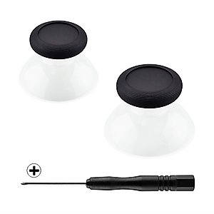 eXtremeRate Black & Transparent Dual-Color Replacement 3D Joystick Thumbsticks, Analog Thumb Sticks with Cross Screwdriver for Nintendo Switch Pro Controller