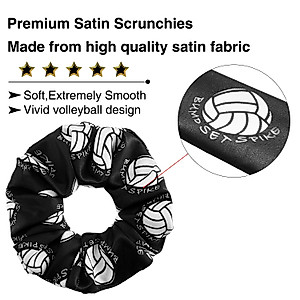 WILLBOND 12 Pieces Silk Hair Scrunchies Volleyball Sport Hair Elastic Satin Ties Bands Ponytail Holders for Players Teams Gifts Wristband Decoration Accessories Women(Black)