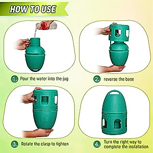 WeiLaiKeQi Pigeon Water Dispenser Automatic Feeder, 10L Water Pot Container, Large Capacity Waterer, Bird Feeding Drinker for Chicken Parrot Duck Parakeet, Green