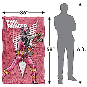 Power Rangers: Dino Fury Blanket, 36"x58" Pink Ranger Character Silky Touch Super Soft Throw Blanket