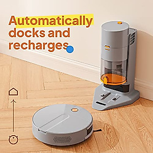 LIGHT 'N' EASY Robot Vacuum Automatic Emptying, Ultra-Quiet, Ultra-Thin, Auto-Charging Robotic Vacuum Cleaner, Good for Pet Hair, Low-Pile Carpets, Hard Floors