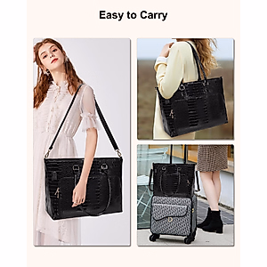 Laptop Tote Bag for Women 17.3 Inch Waterproof Leather Large Laptop Bag Business Office Work Briefcase Stylish Computer Bags Handbag Satchel Shoulder Bag with USB Charging Port