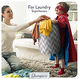 GLAMPERS Laundry Hamper 43/46/54L | Small Laundry Baskets with Sturdy Handles | Collapsible Kids Hamper for Dirty Clothes, Toys | Small, Gray Wave2