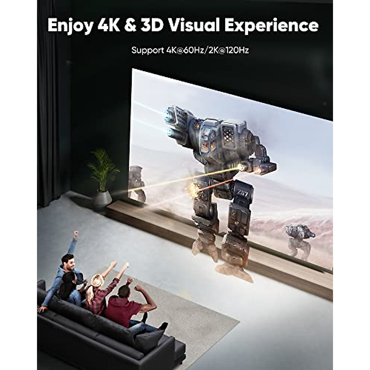 Highwings Mini HDMI Adapter, 4K 60Hz Mini HDMI Male to HDMI Female Cable 4K HDR 3D 18Gbps Compatible with Camera, Projector, Tablet, Graphics Card, Raspberry Pi Zero W, Camcorder, Pi Zero 0.5 ft