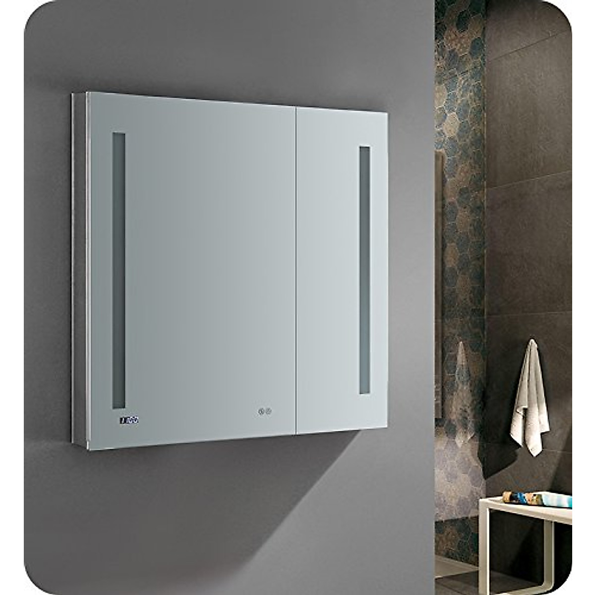 Fresca Tiempo 36" Wide x 36" Tall Bathroom Medicine Cabinet w/LED Lighting & Defogger