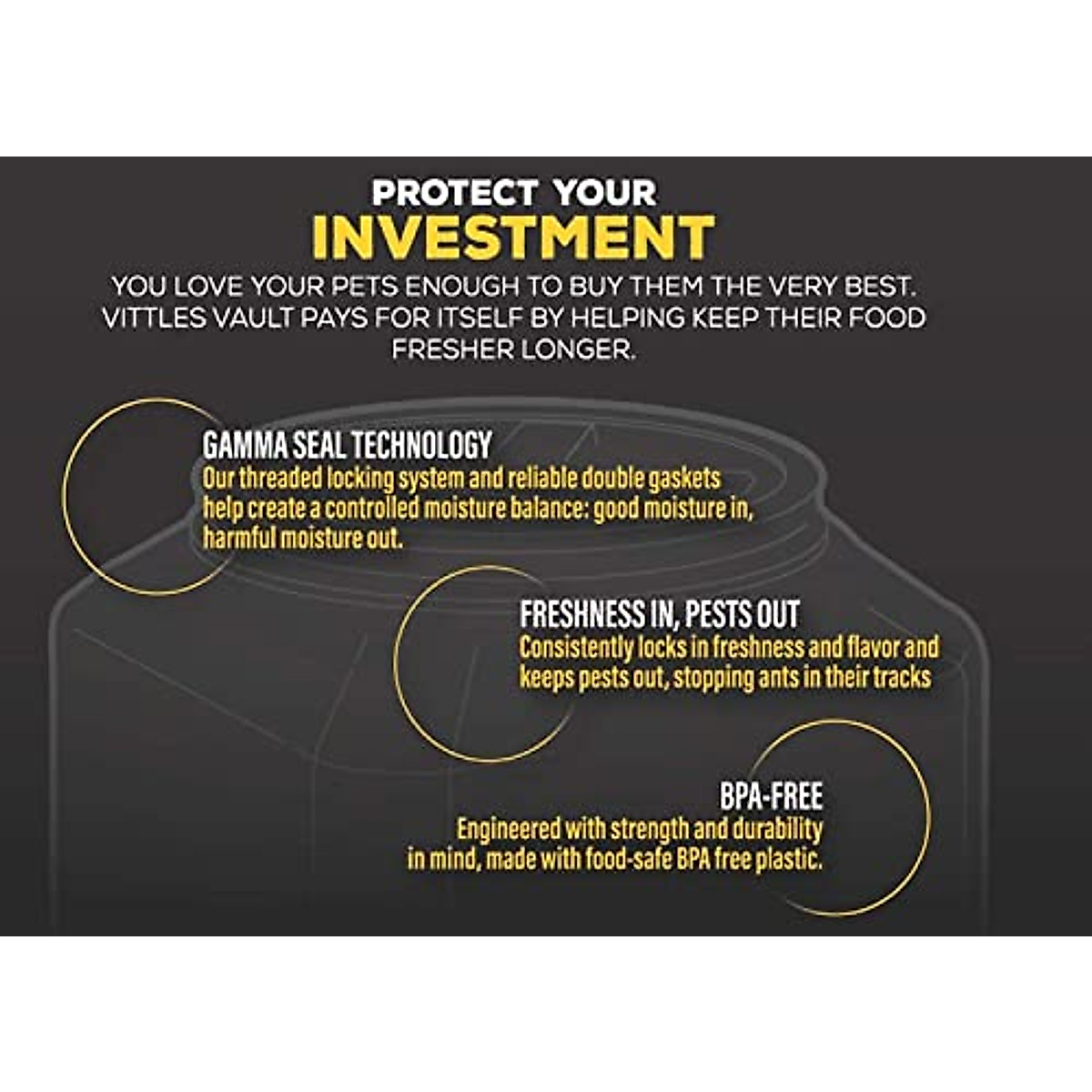 Gamma2 Seal Lid - Pet Food Storage Container Lids - Fits 3.5, 5, 6, & 7 Gallon Buckets, White, 4122E