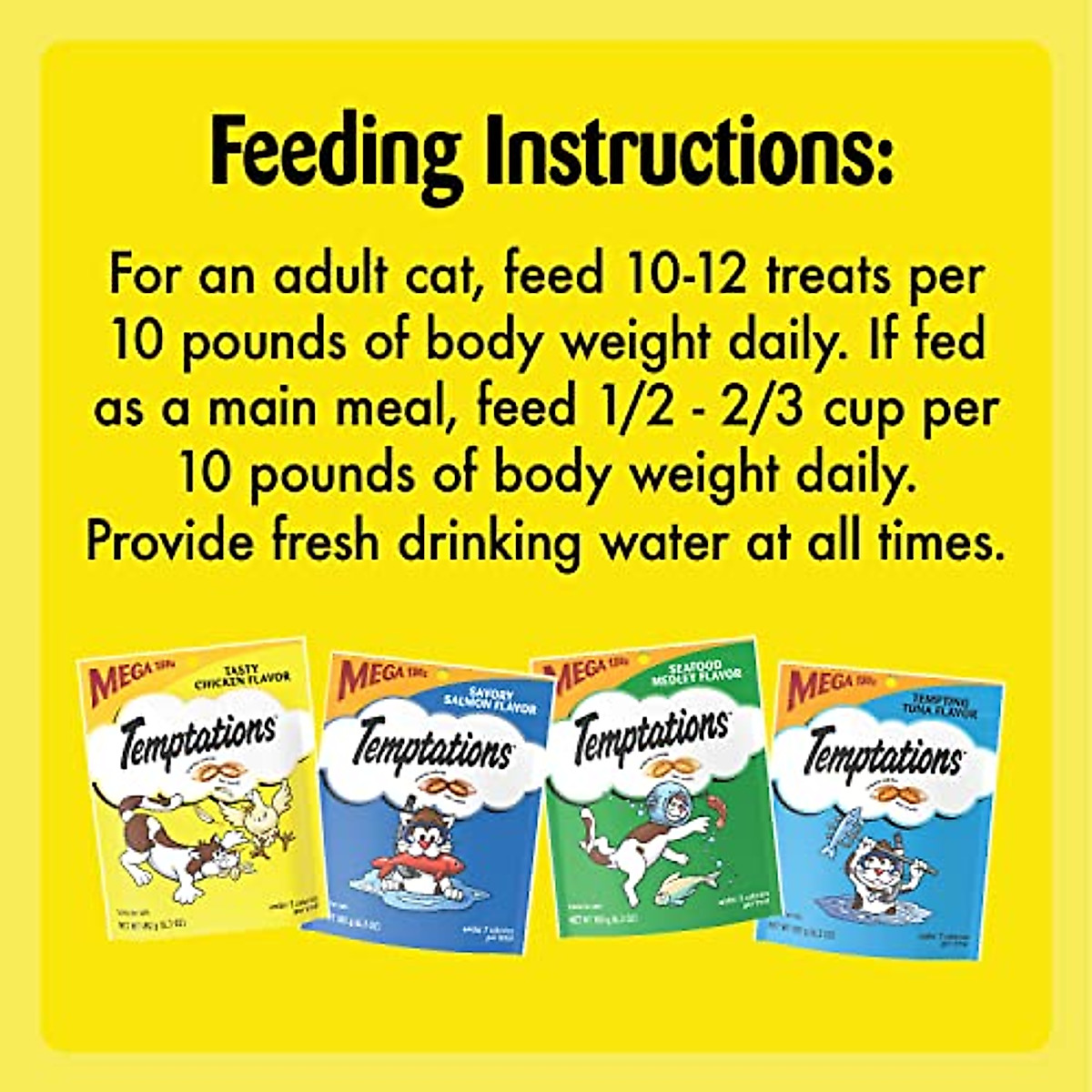 TEMPTATIONS Classic Crunchy and Soft Cat Treats Mega Pack, (5) 6.3 oz. Pouches