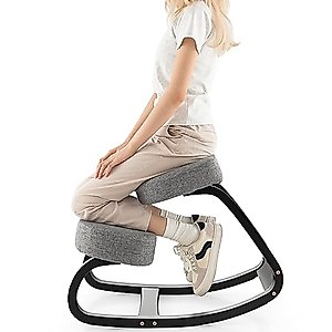 Goplus Kneeling Chair, Ergonomic Posture Chair with 4” Thick Padded Cushion, 330LBS Capacity, Ergo Kneel Support Stool for Back Neck Pain, Rocking Kneeling Desk Chair for Office Home (1)