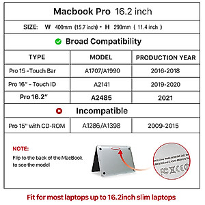 CataPurus Top Grain Leather 16.2" Slim PC Sleeve Case, Solid Vintage Design, Handmade, Compatible with MacBook Pro 16.2" A2485 M1 Max 15" Touch Bar A2141 A1707 Pro 16" Touch ID A1990, Brown 16.2 Inch