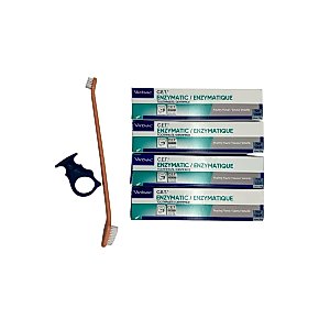 Digopets Dog Toothbrush & 4 Best Enzymatic Toothpaste Kit - Freshens Breath, Whitens Teeth, and Reduces Plaque - Teeth Cleaning Set Bite Block & Brush