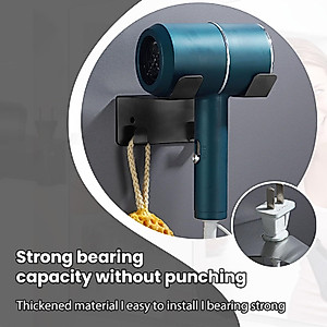 NAJIESUN Hair Dryer Holder Wall Mount Self-Adhesive, Stainless Steel Hair Dryer Holder Storage Rack, Suitable for Most Hair Dryers(grey)