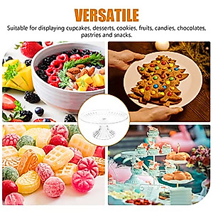 DOITOOL 2Pcs Glass Footed Platter Crystal Footed Cake Plate Platter Round Footed Cake Stand Clear Serving Dish Platter for Home Kitchen (Transparent)