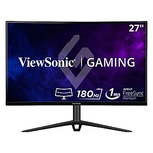 ViewSonic VX2718-2KPC-MHD 27 Inch WQHD 1440p 165Hz 1ms Curved Gaming Monitor with Adaptive-Sync Eye Care HDMI and Display Port (Renewed)