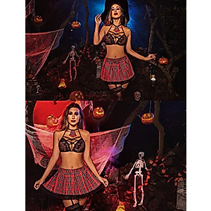 Avidlove Lingerie for Women Sexy Naughty Schoolgirl Costume Cosplay Lingerie Set Roleplay Outfit Set