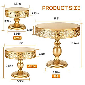 Gold Cake Stand, 3Pcs Cake Stand Cupcake Holder for Dessert Cake Table Decor Treats Candy Station for Party