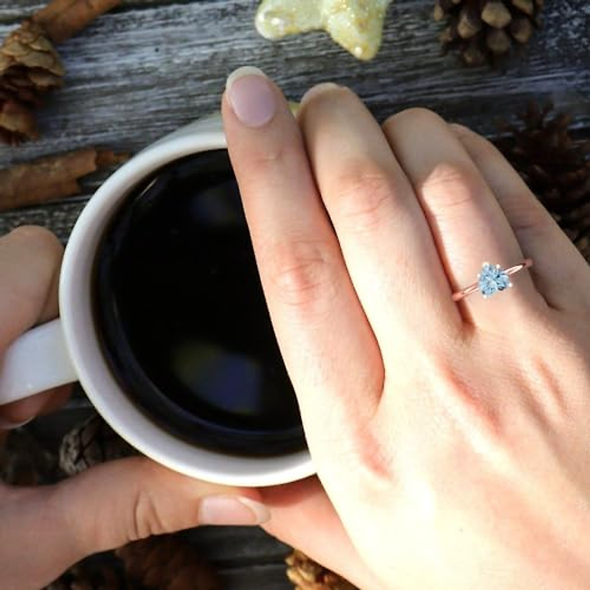 Clara Pucci 2.0 ct Heart Cut Solitaire Blue Simulated Diamond 5-Prong Engagement Bridal Promise Anniversary Ring 18K Rose Gold Size 11