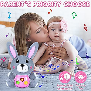 Easter Bunny Baby Toys 6 to 12 Months - Musical Light Up Toys for Baby 0-6 Months Newborn Plush Rabbit Toys - Easter Gifts for Babies Boys & Girls Infant Stuffed Animal Toy Baby Gifts 0 to 36 Months