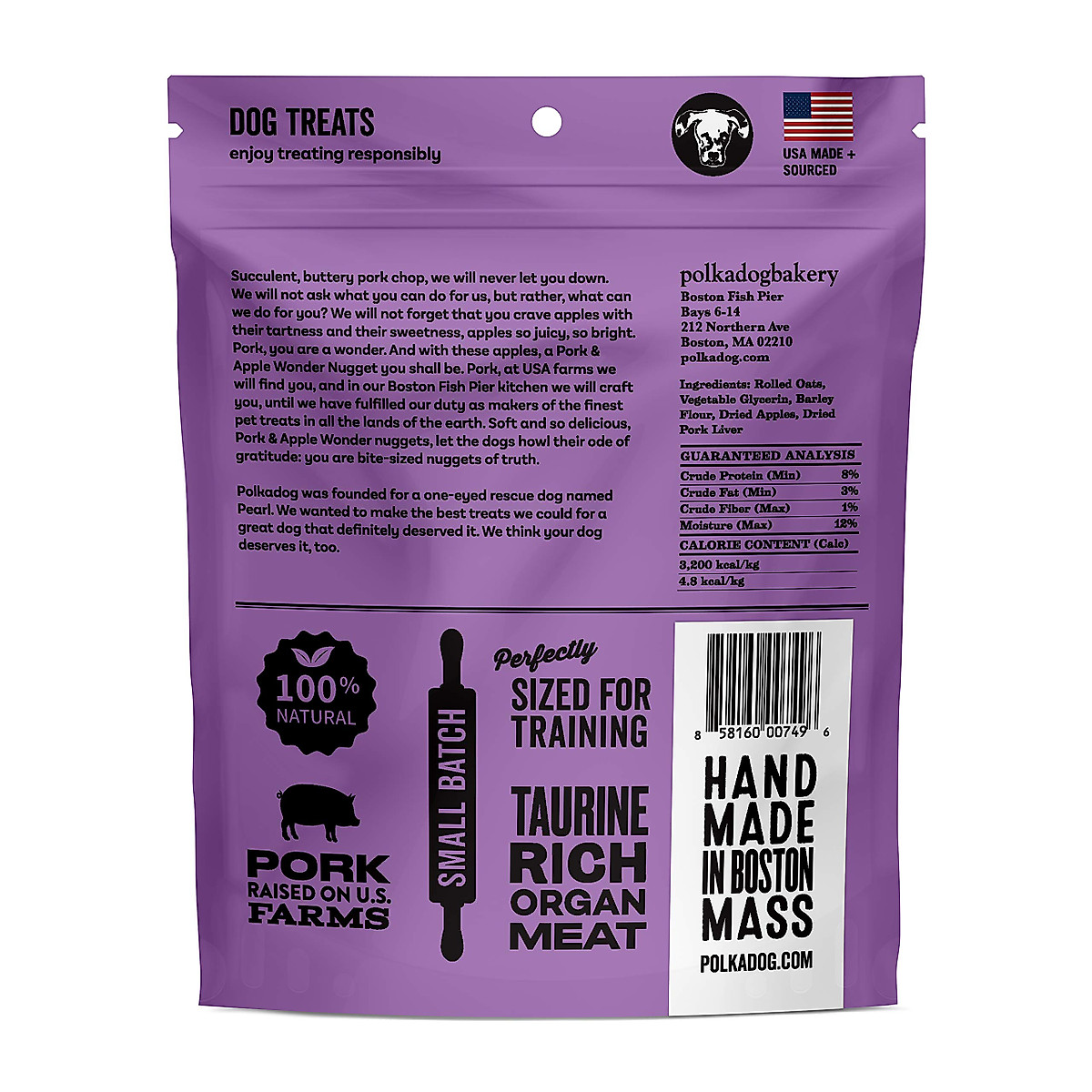 Polkadog Pork & Apple Wonder Nuggets Dog Treats – All-Natural Pet Training Treats for Dogs – Healthy, Handmade Puppy Snacks – Bite-Sized, Soft, Chewy Treats for Pets – 10oz