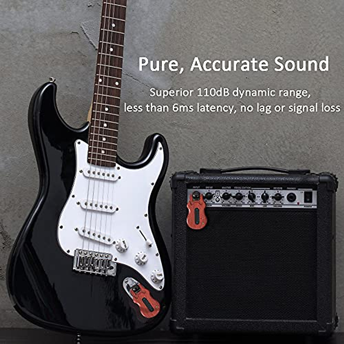 summina 5.8GHz Wireless Guitar System Rechargeable Audio Transmitter Receiver 4 Channels Audio System for Electric Guitar Bass
