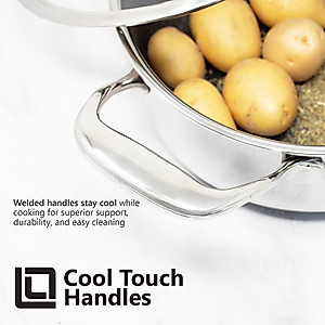 LIVWELL DiamondClad 3 Quarts Nonstick Hybrid Saucepan with Lid - Kitchen Gift - Nonstick Stainless Steel Saucepan - Hybrid Cookware Set - Heavy Stainless Steel Pot - Dishwasher Safe - PFOA-free