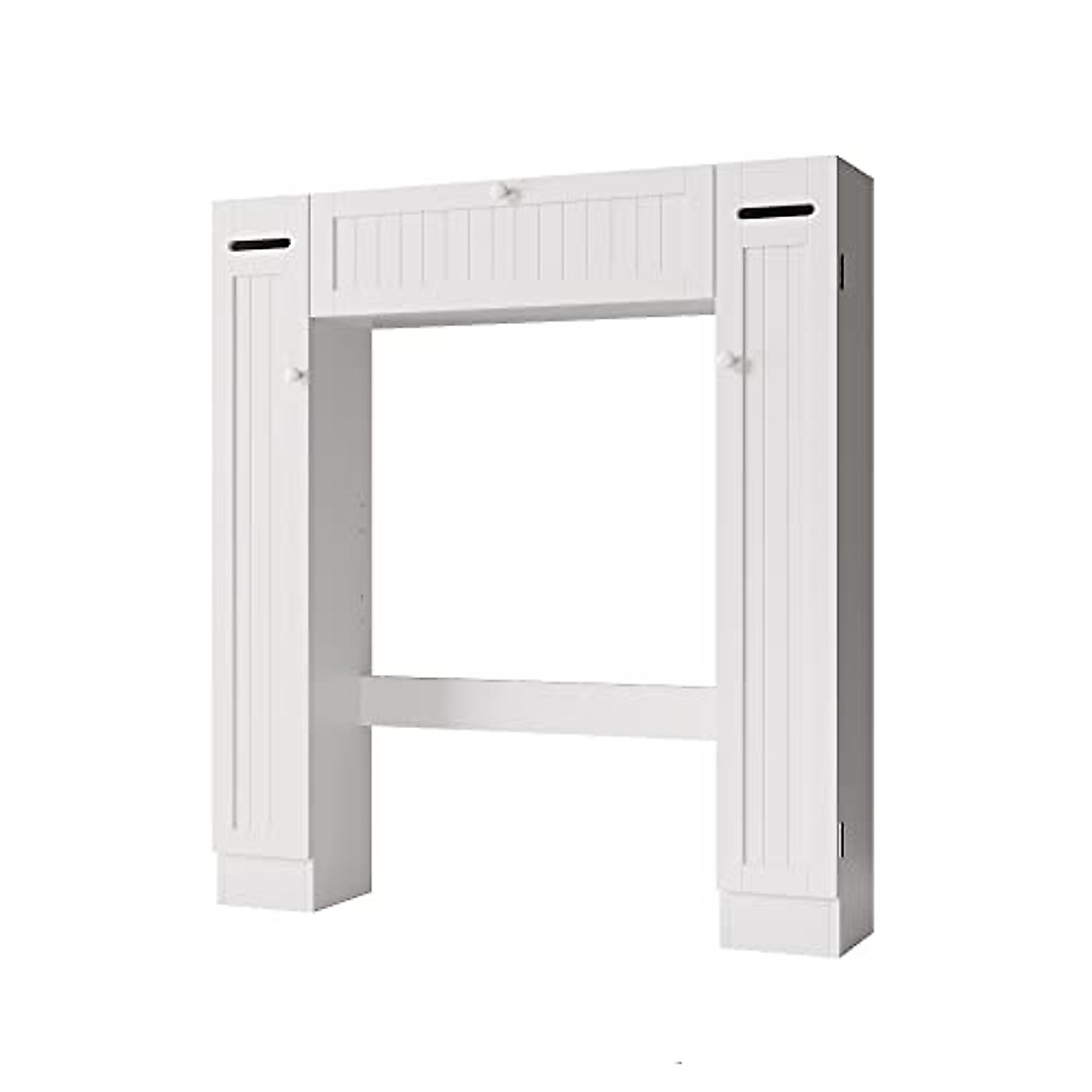 ITUSUT Over The Toilet Storage Cabinet, Freestanding Toilet Cabinet Organizer with 2 Side Doors and Pull-Down Door, Bathroom Cabinet Over Toilet with Adjustable Shelves & Paper Holder, White