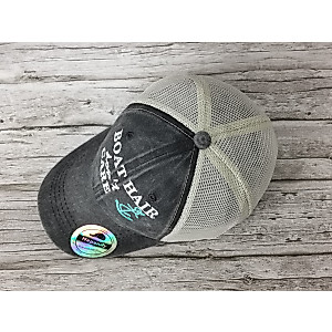 Hepandy Embroidered Boat Hair Don't Care Baseball Cap for Women, Embroidery Trucker Hat, Adjustable Snapback Mesh Dad Hats