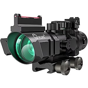 CVLIFE 4x32 Tactical Rifle Scope Red & Green &Blue Illuminated Reticle Scope with Fiber Optic Sight