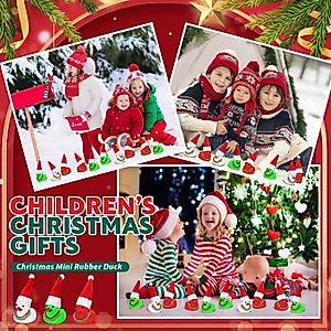 Sanwuta Christmas Rubber Ducks with Hats Bulk 2'' Xmas Duckies with Mini Santa Hat and Metal Chain Small Rubber Duck Bathtub Toys for Christmas Party Gift Kids Goodie Bag Filler(48 Set)