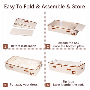 SUNAUMI Wedding Dress Storage Box, Large Shadeable Wedding Dress Preservation Box with Microfiber Gloves, 20 Sheets of Acid Free Paper and Dustproof Bag for Wedding Dress, Heirlooms, Gowns