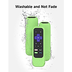 Protective Case for Roku Express/Express+,Roku 2 (4210R),Roku LT,Premiere,RC83,Streaming Stick RC41,3800RT,TCL R655 Remote Case Light Weight Shock Proof Silicone Remote Cover(Glow in Dark Green)
