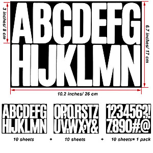 Bemeol 30 Sheets Large Letter Sickers 3 inch Vinyl Letter Alphabet Number Stickers for Bulletin Board Classroom Mailbox Window Door Home Decor(White)