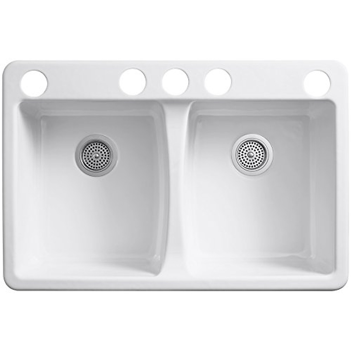 KOHLER K-5873-5U-0 Deerfield Kitchen Sink, 2.375, White