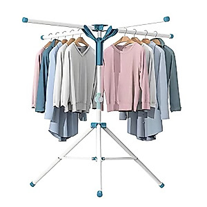JAUREE Tripod Clothes Drying Rack Folding Indoor, Portable Drying Rack Clothing and Height-Adjustable, Space Saving Laundry Drying Rack with 20 Clips