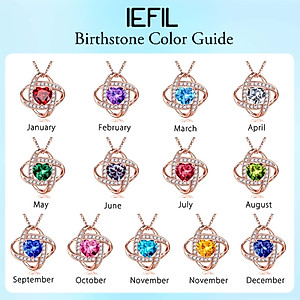 Iefil July Birthstone Necklace for Women, Sterling Silver Birthstone Jewelry Red Ruby Necklace Anniversary Birthday Gifts for Women Wife Girlfriend Her