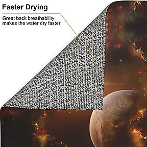 Galaxy Space Planet Printed Drying Mat For Kitchen Ultra Absorbent Microfiber Dishes Drainer Mats Non-Slip Silicone Quick Dry Pad - 18 X 16inch