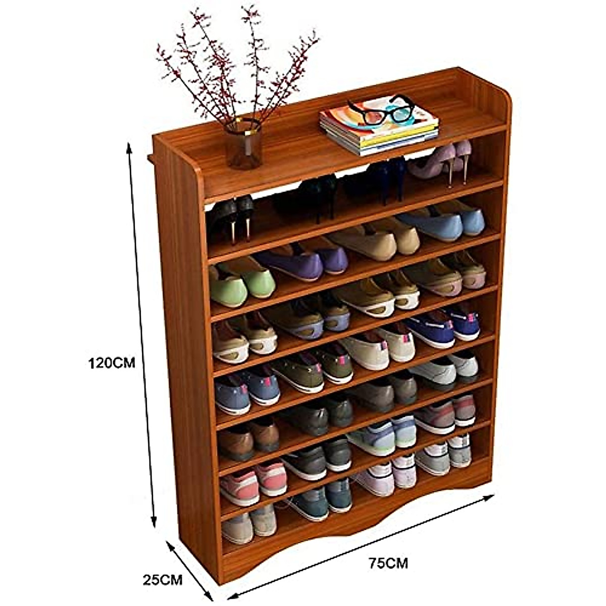llibnn 8 Tiers Wooden Shoe Storage Shelf Adjustable Shoe Tower Cabinet for Closet Entryway Hallway Easy to Assemble (Color : B) (Color : B)
