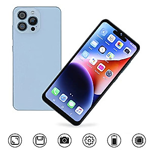 TUORE Big Screen Smartphone, Rear Front Camera 2.0GHz 2 Card 2 Standby Amazing Clarity 3G Smartphone 3500mAh Battery Fast Positioning 100-240V for Daily Use (Blue)