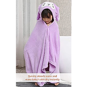 Vauwmsr Kids Hooded Beach Bath Towel Blanket Soft Warm Absorbent Swimming Poncho Shower Towel for Boys Girls, 55" x 28"