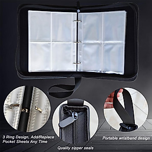 Baseball Card Binder Trading Card Albums: Fits 400 Cards with 50 Removable Sleeves Sports Games Card Protector Holder Blue