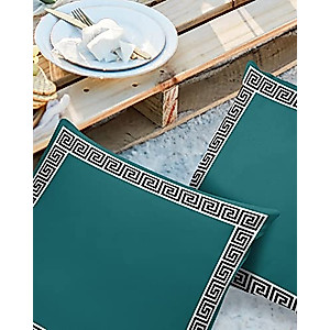 Turquoise Outdoor Pillow Covers 18 x 18 Inches, Black Modern Geometric Abstract Art Aesthetics Waterproof Throw Pillow Cover Set of 2, Home Decorative Square Cushion Covers for Patio/Tent/Couch/Garden