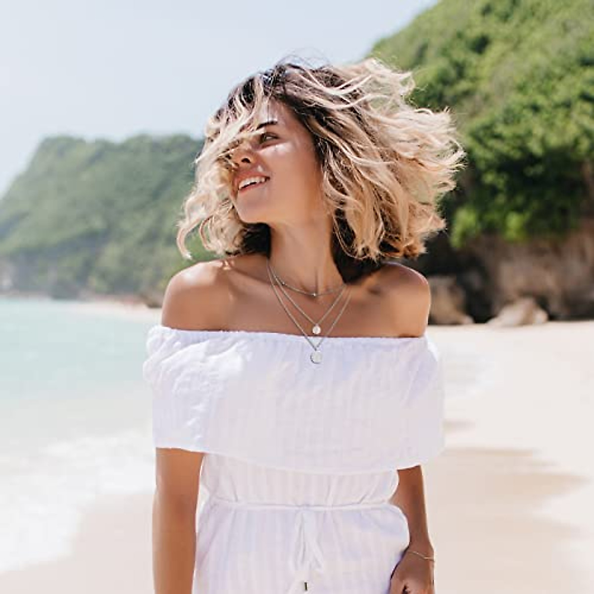 Long tiantian Layered Necklaces for Women Gold Necklace Stack for Women Trendy Silver Layered Necklace Set