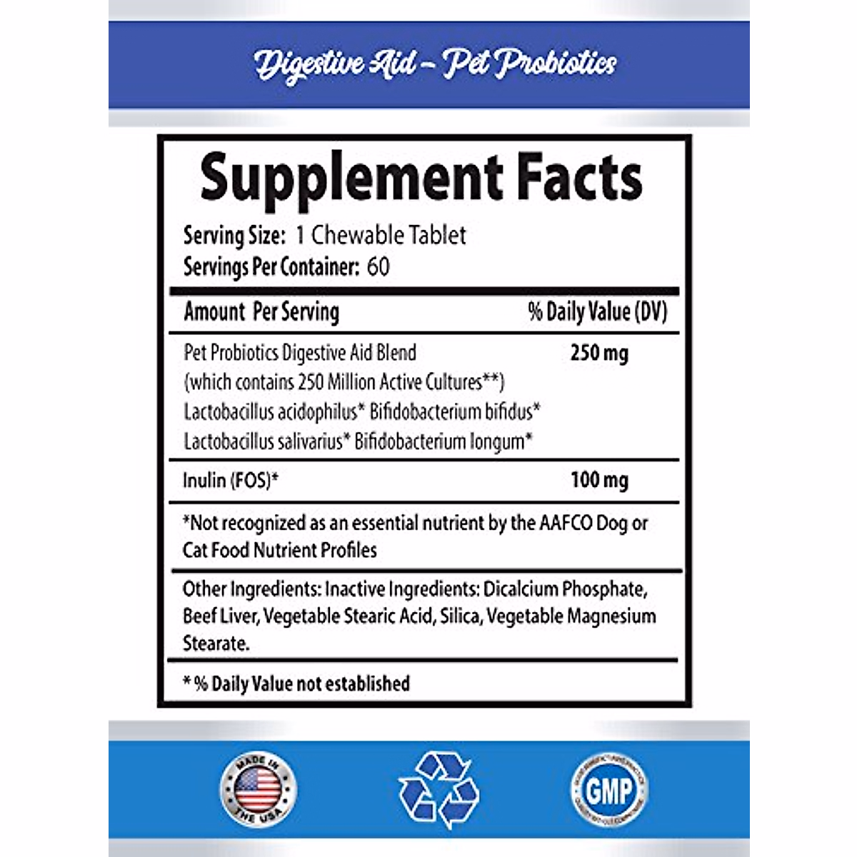 Wellness Dog Treats - Dog Digestive AID - PROBIOTICS - Powerful Formula - Inulin prebiotic - 2 Bottle (120 Chews)