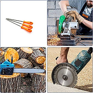 heyous 3pcs 5/32 Inches Chainsaw Chain Sharpening File Set Chainsaw Files Sharpener with Plastic Handle Woodworking Hand Tools
