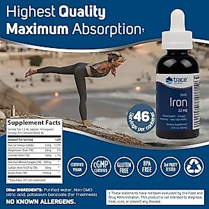 Trace Minerals Ionic Iron 22 mg - Dietary Supplement to Support Immune System Health & Energy - Liquid Ionic Trace Mineral Supplement with Ferrous Sulfate - 1.9 fl oz (About 46 Servings)