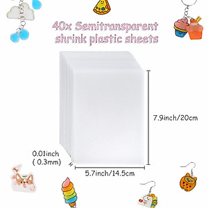 Auihiay 40 Pieces Shrink Plastic Sheets, Shrink Paper Kits for Mothers Day Decorations, Kids Creative Crafts, Great Mothers Day Gifts Christmas Ornament, 7.9 x 5.7 inch / 20 x 14.5 cm