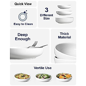 LE TAUCI Pasta Bowls 45 OZ, Large Salad Bowls and Serving Bowls, Soup Bowl, Ceramic Pasta Plates - 8.5 Inch, Set of 4, White