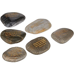 Stonebriar Inspirational Psalm Polished River Stones, Set of 6, Natural