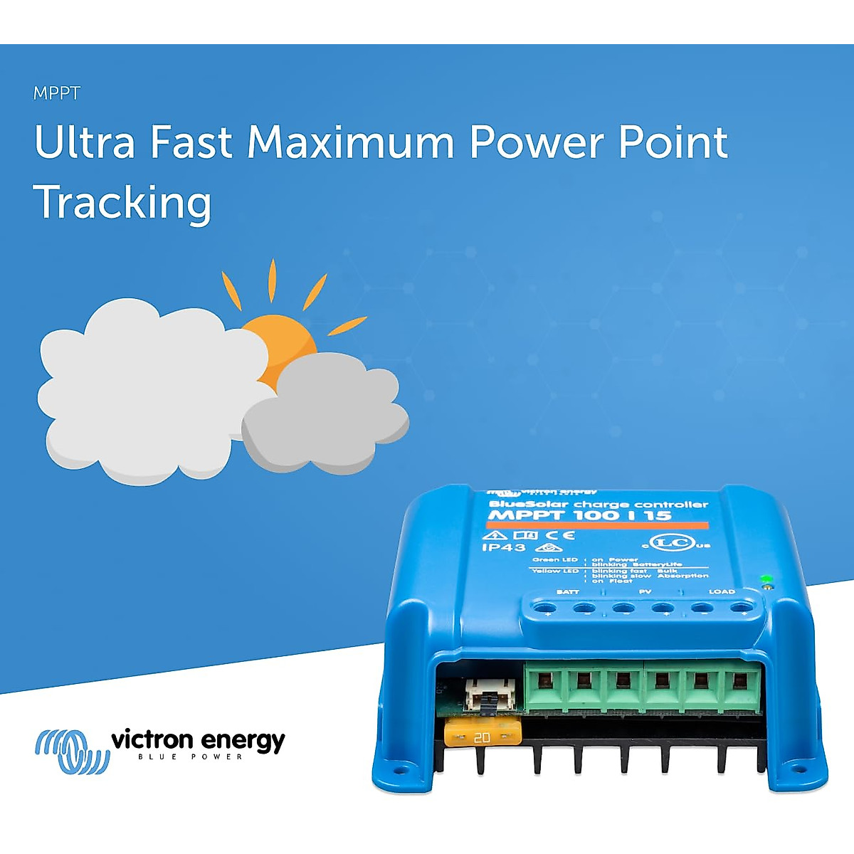 Victron Energy BlueSolar MPPT 100V 15 amp 12/24-Volt Solar Charge Controller