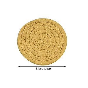 BUYGOO 8Pcs Braided Cup Coasters, Cotton Round Woven Cute Coasters Drink Absorbent Woven Coasters - Super Absorbent Heat-Resistant Thicken Non-Slip Braided Coasters for Drinks, Great Housewarming Gift